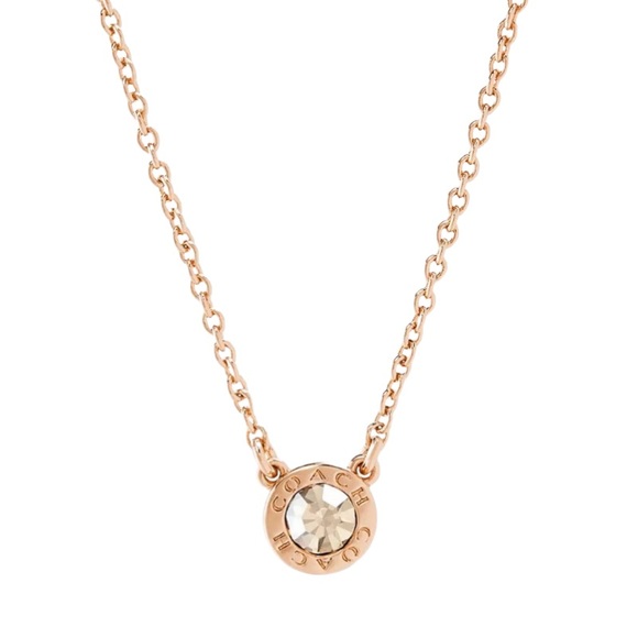Coach | Jewelry | Coach Open Circle Solitaire Crystal Pendant Rose Gold ...
